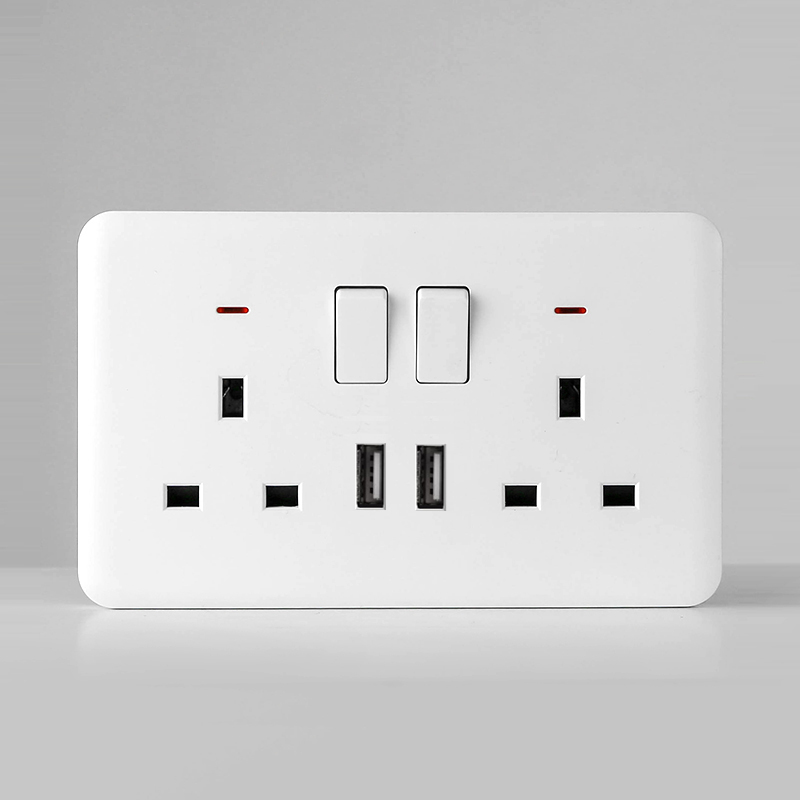 Double 13A switched USB socket with LED indicator - Wenzhou Hermano ...